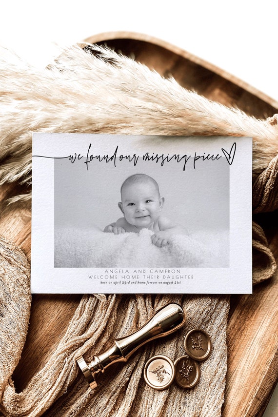 Adoption Announcement Card With Photo Editable Adoption | Etsy