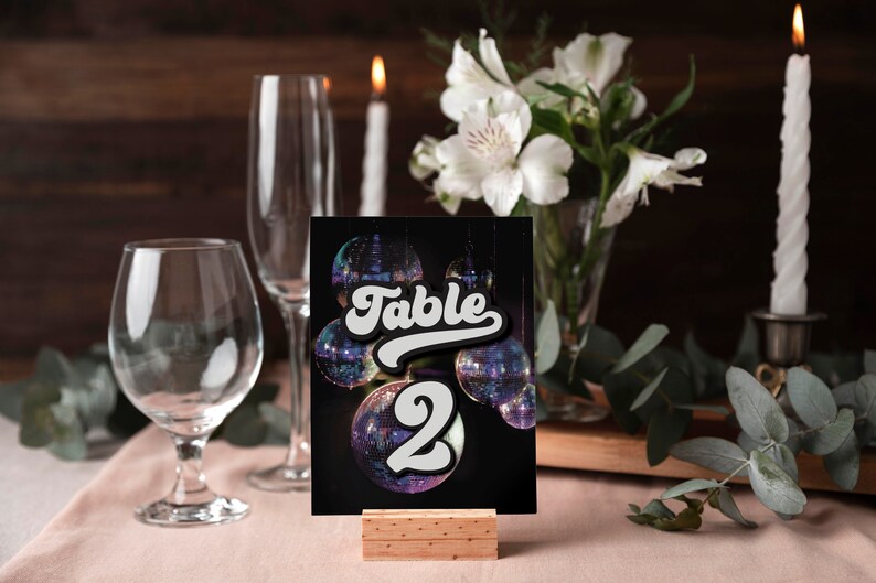 Groovy Retro Table Numbers Card Template 70's Groovy - Etsy
