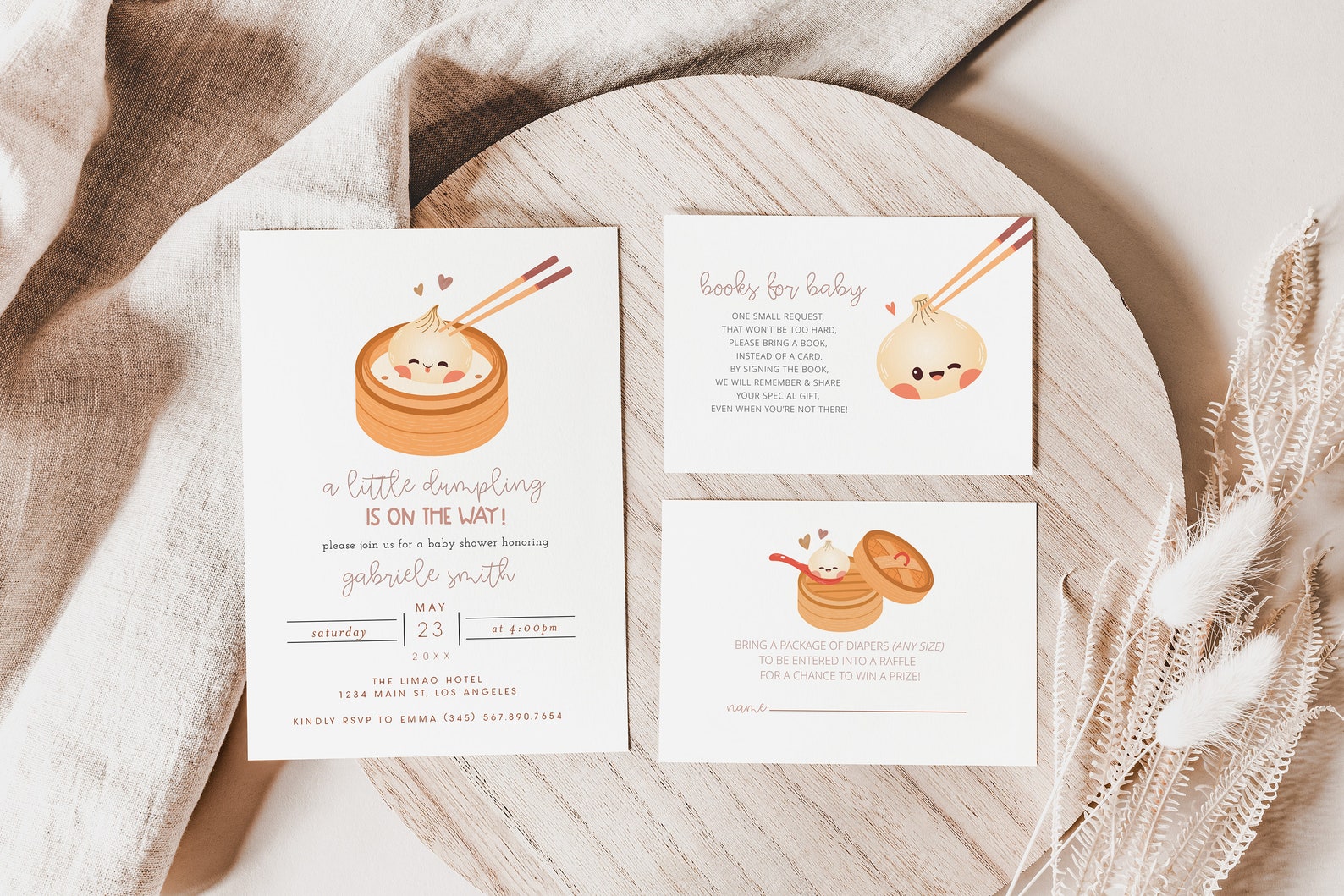Little Dumpling Baby Shower Invitation Set, Dumpling Baby Shower ...