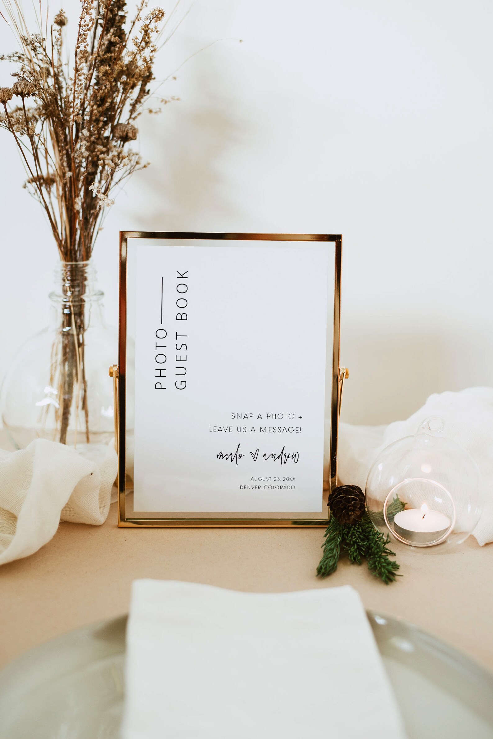 MARLO | Wedding Photo Guest Book Sign Template, Modern Photo Guestbook ...