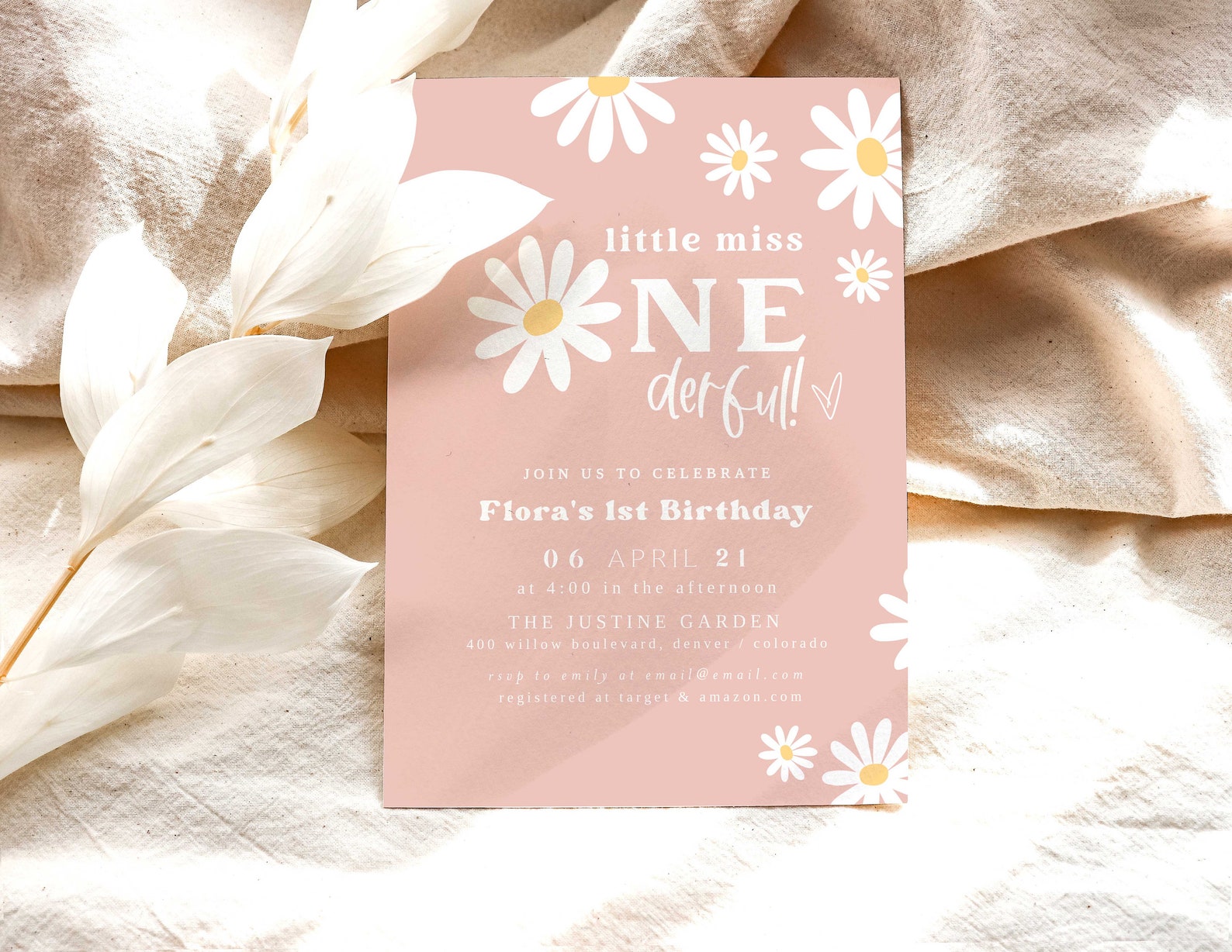 Editable Daisy Birthday Party Invitation Boho Little Miss - Etsy