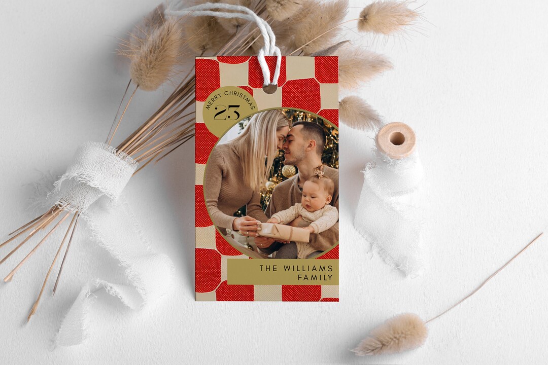 Boho Holiday Christmas Gift Tag Template, 2024 Christmas Tags, Holiday ...