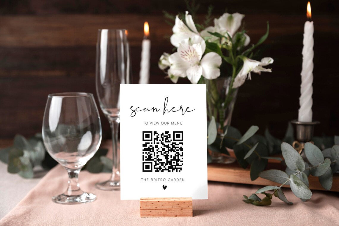 Wedding Menu Qr Code Sign, Menu Qr Code Template, Scannable Wedding ...
