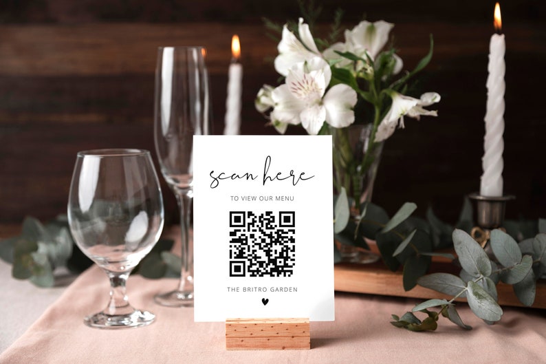 Wedding Menu Qr Code Sign, Menu Qr Code Template, Scannable Wedding ...