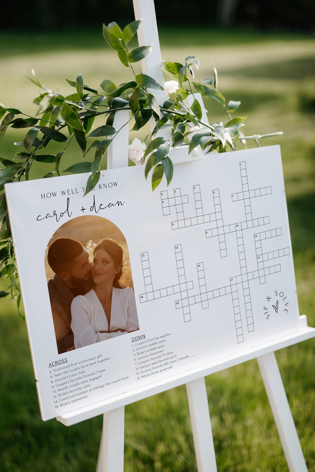 Wedding Crossword Puzzle Game Printable, Modern Wedding Signage ...