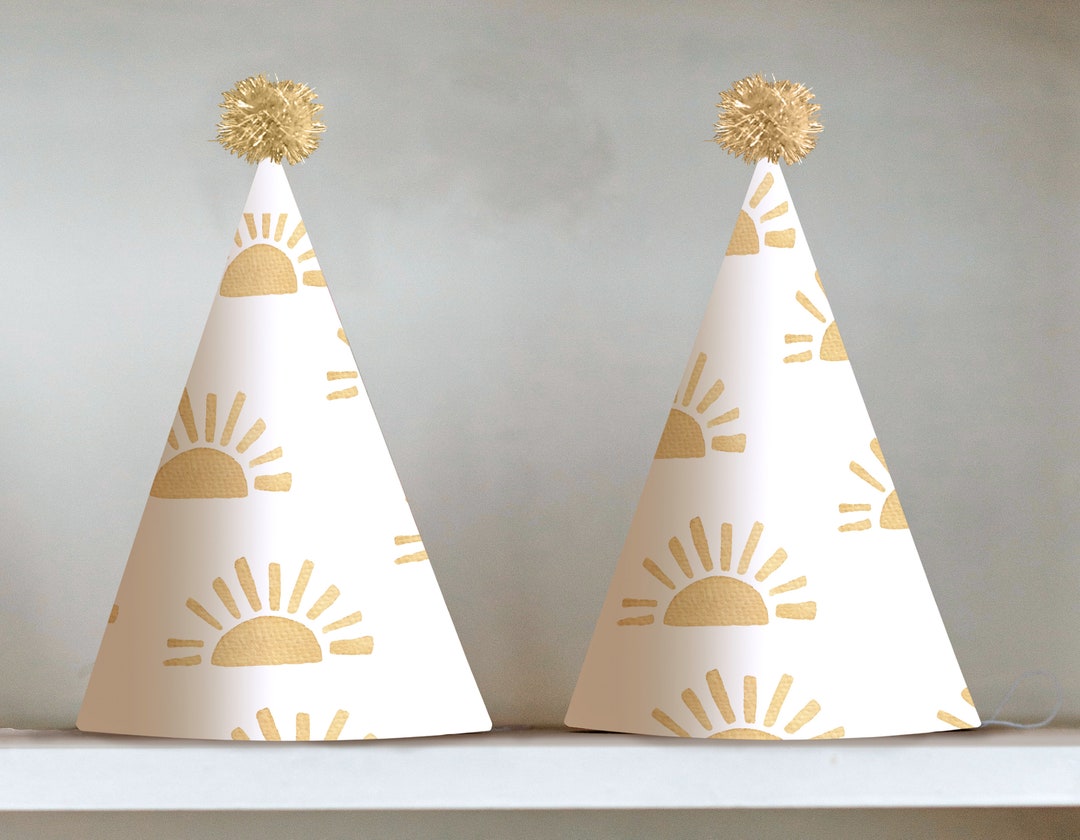 Watercolor Sun Birthday Party Hat Printable, Sunshine Birthday Party ...