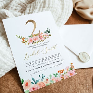 Girl 2nd Birthday Invitation, Elegant Second Birthday Invitation ...