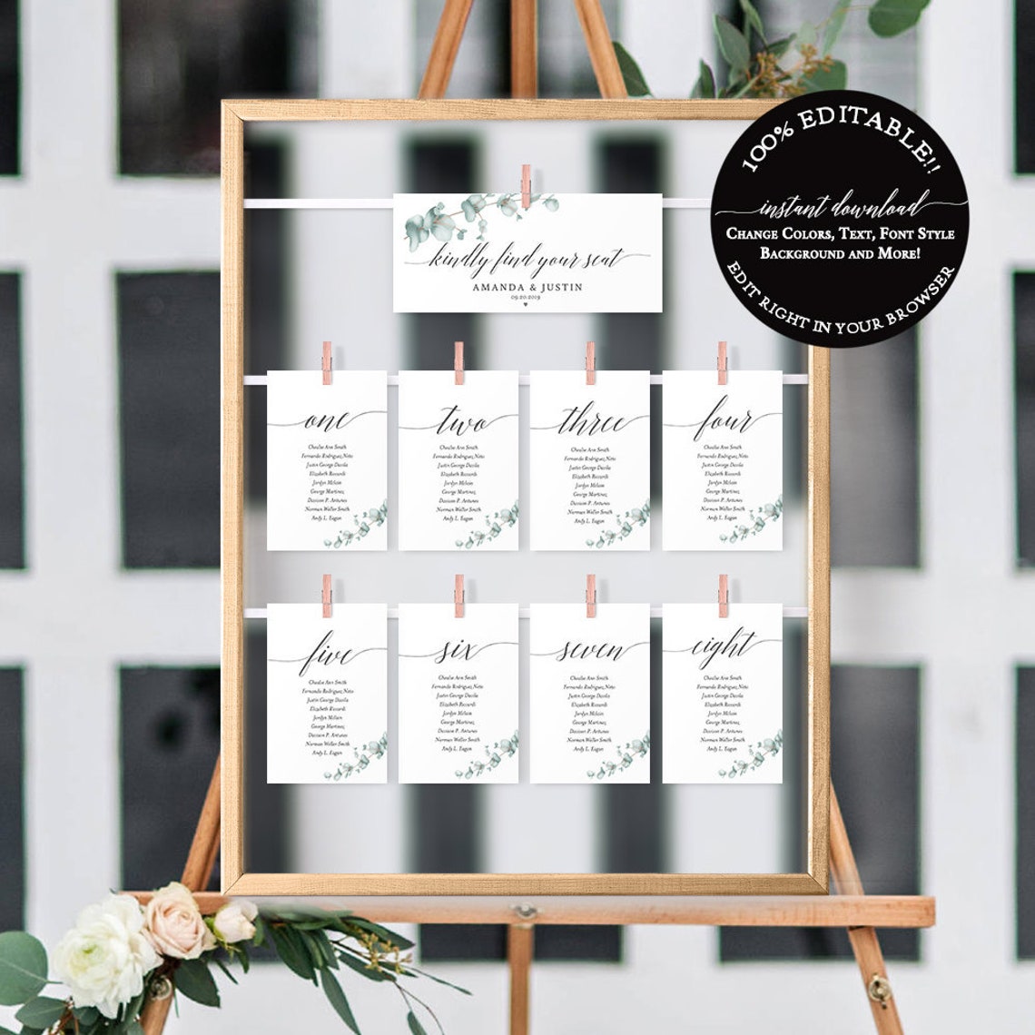 Wedding Seating Plan Template Hanging Seating Cards Seating - Etsy