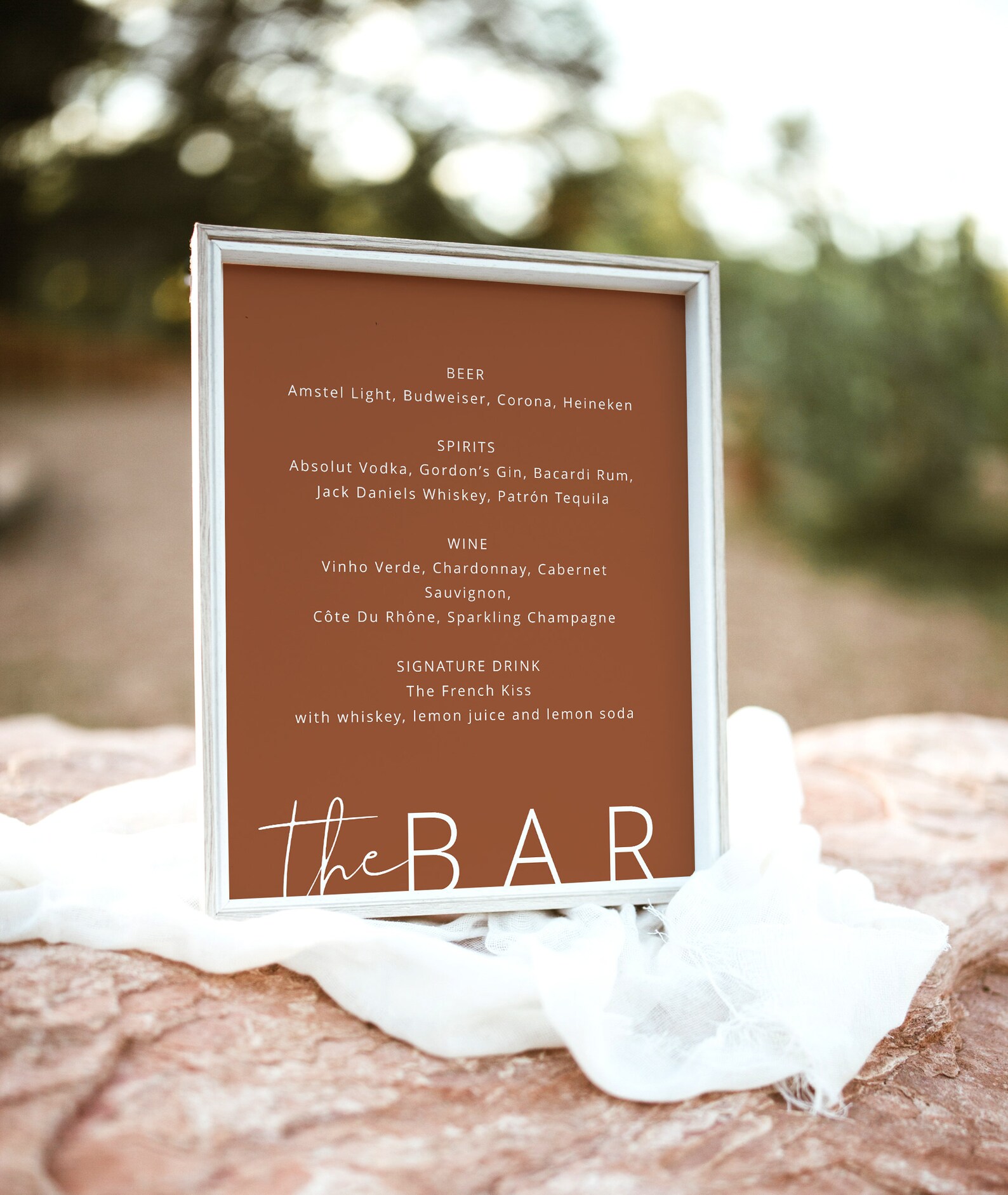 Terracotta Wedding Bar Sign Template Desert Boho Bar Menu - Etsy