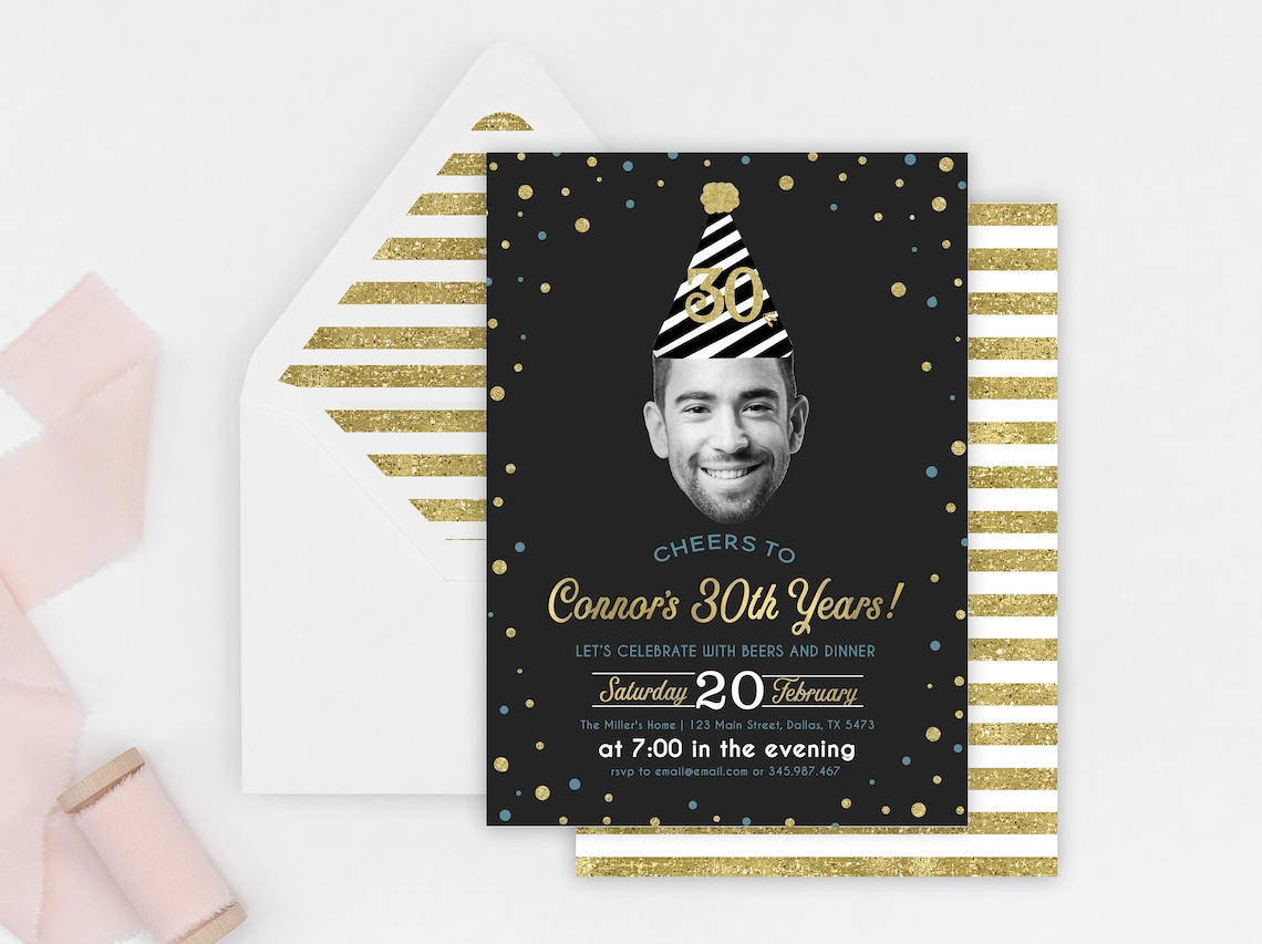 Birthday Invitations for Men 30th Birthday Invitation ANY - Etsy