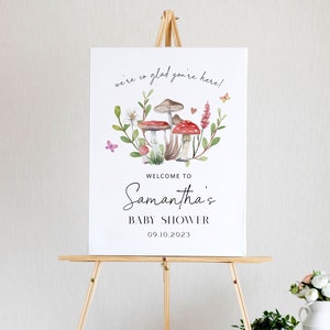 Mushroom Welcome Sign Printable, Woodland Welcome Poster, Floral Forest ...