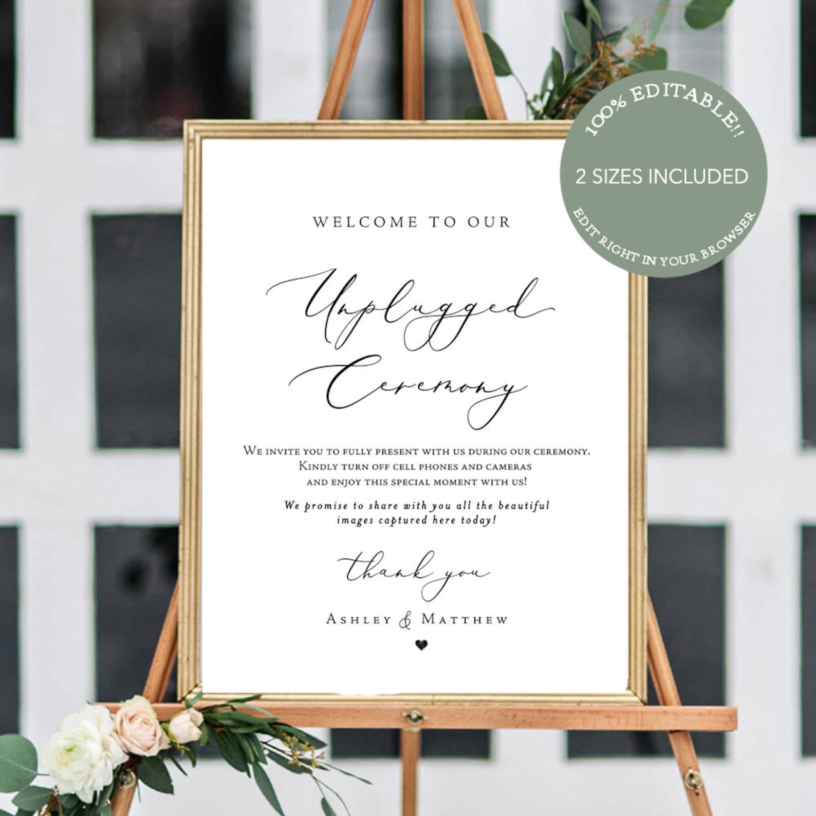 Unplugged Ceremony Sign Template Editable Unplugged Ceremony - Etsy