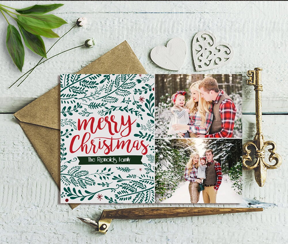 Christmas Photo Card, Christmas Card Printable, Rustic Christmas Photo ...