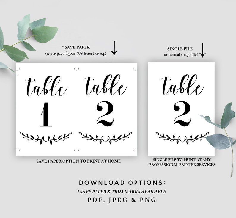 Rustic Table Numbers Template INSTANT DOWNLOAD 100% - Etsy