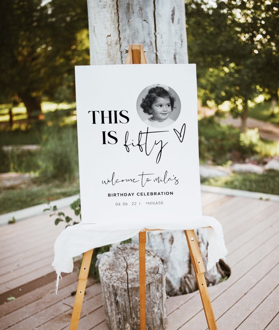 Photo Birthday Welcome Banner Modern Birthday Welcome Sign - Etsy