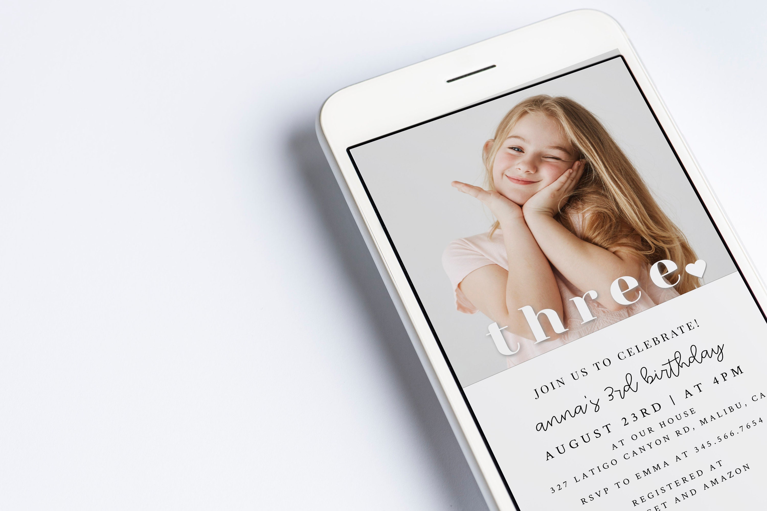 Photo Birthday Electronic Text Evite SMS Invitation, Modern Birthday ...