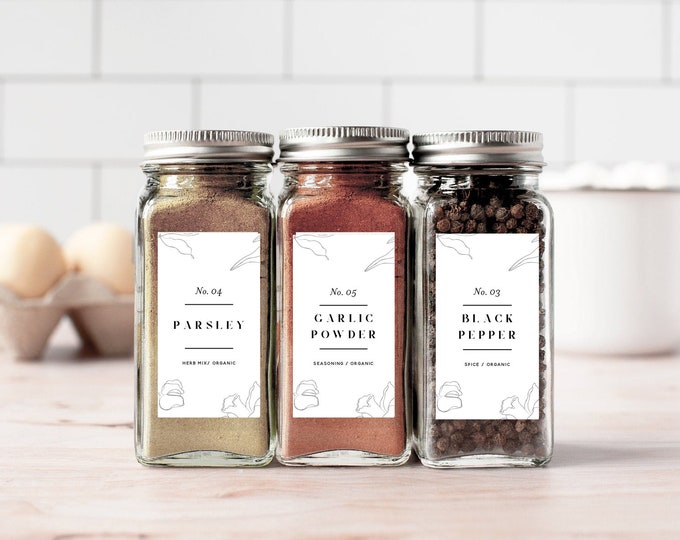 Printable Spice Jar Labels Modern Minimalist Spice Jar Label Template ...