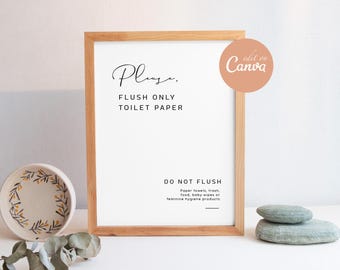 Airbnb Bathroom Sign, Flush Only Toilet Paper, Airbnb/vrbo, Do Not Flush Sign, Vacation Rental ...