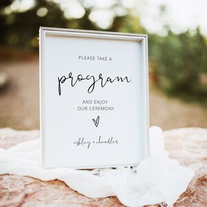 Please Take a Wedding Program Sign, Wedding Program Sign Template ...