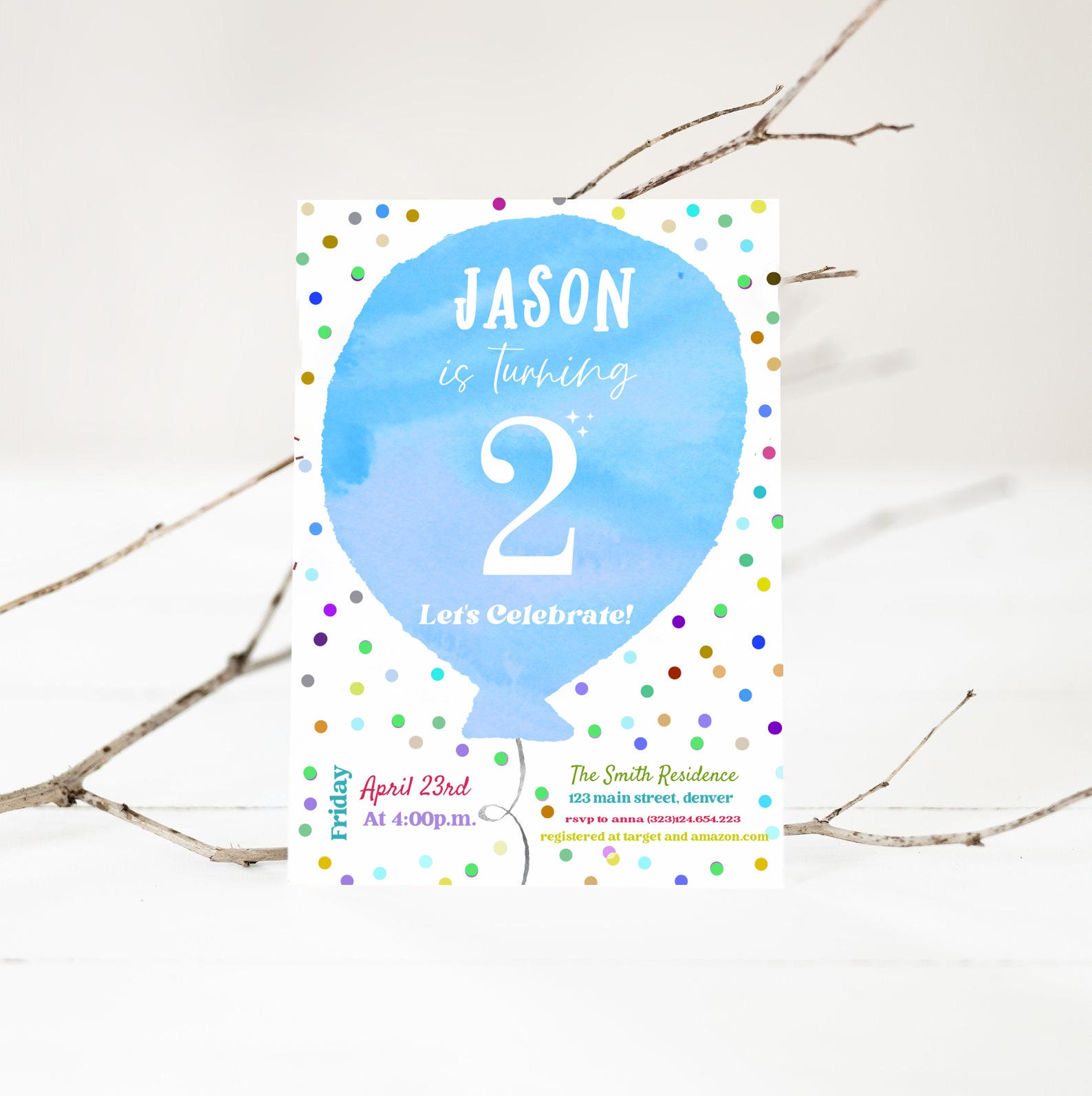 Balloon Birthday Invitation PINK Balloon Birthday Invitation | Etsy