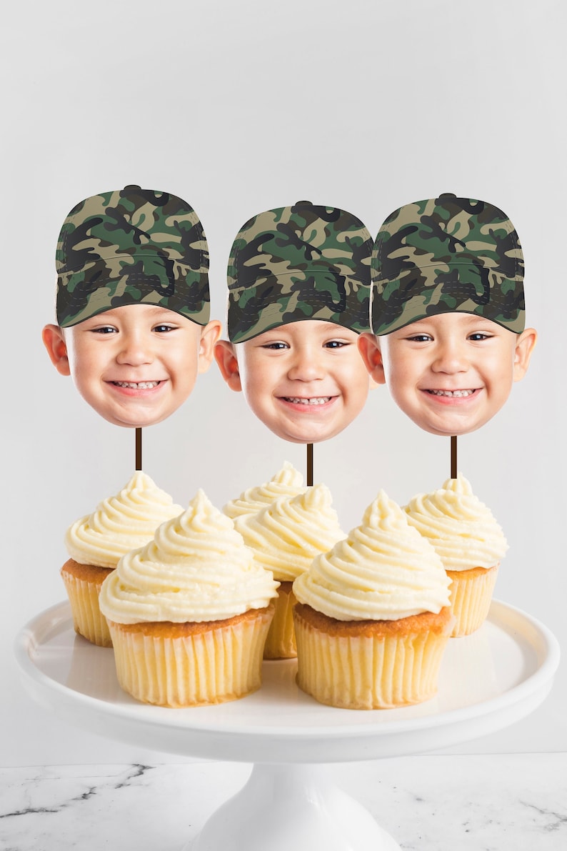 Cupcake Camouflage Cap Army Cupcake Toppers Cupcake Military - Etsy
