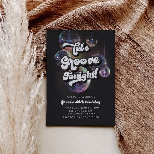 EDITABLE Let's Get Groovy Birthday Party Invitation - Etsy