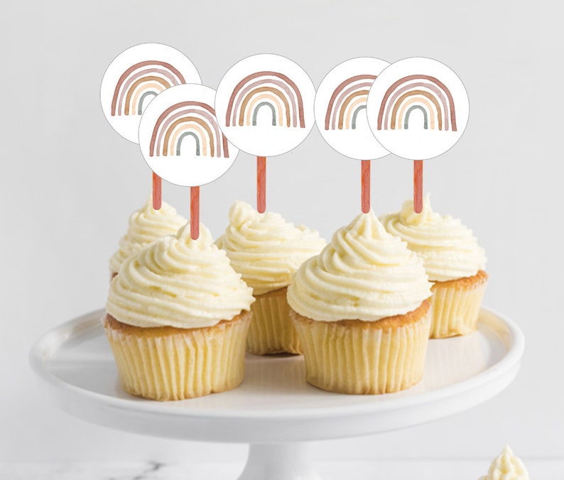 Printable Rainbow Cupcake Toppers Rainbow Cupcake Topper - Etsy