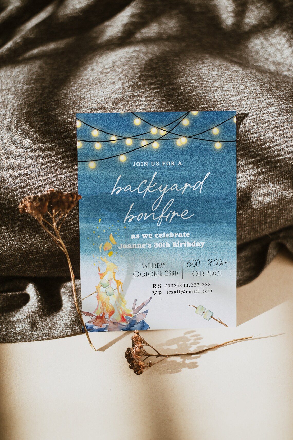 Backyard Bonfire Invitation Template Backyard Movie Night | Etsy
