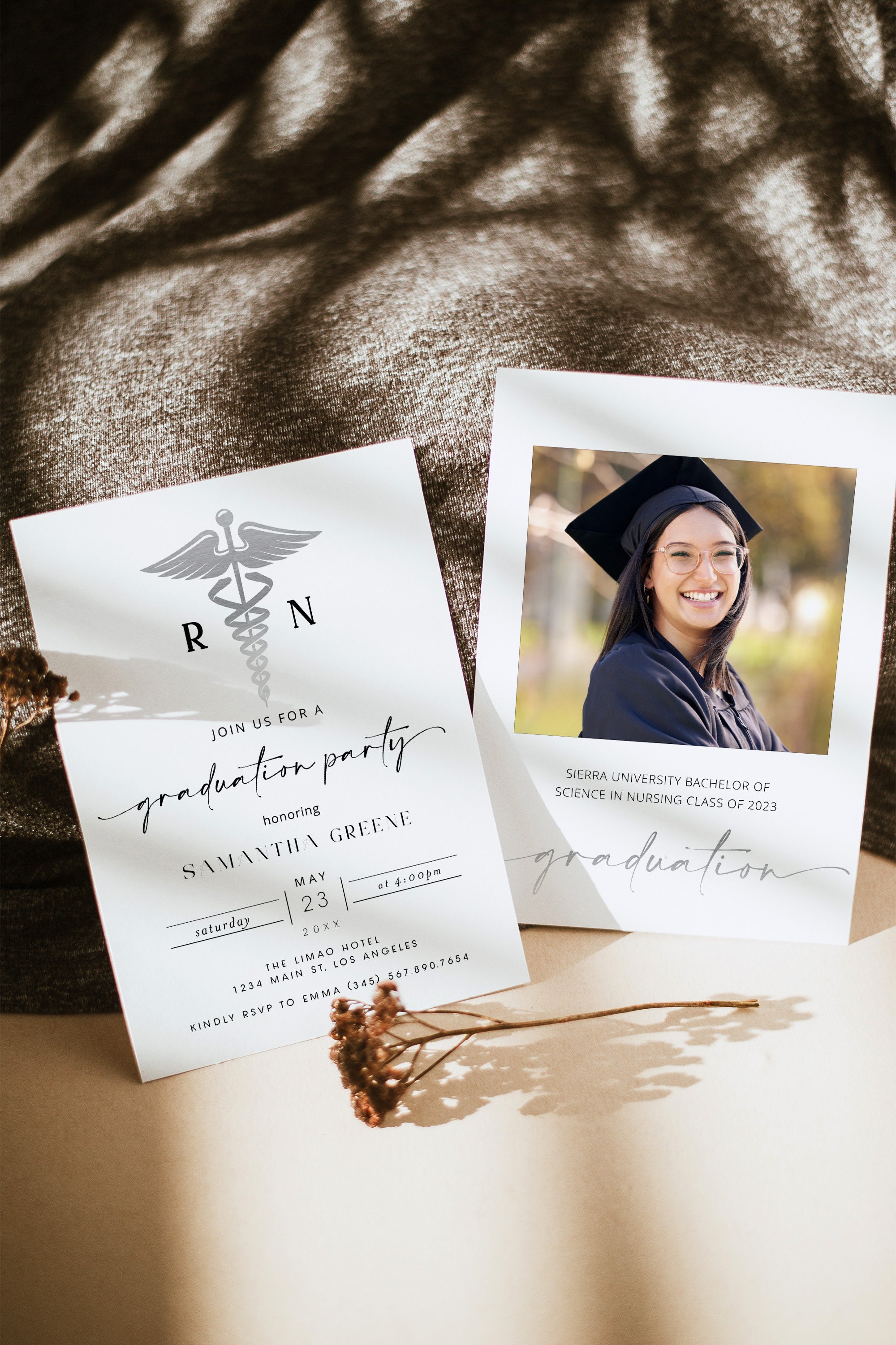 Nurse Graduation Party Invite Template, Minimalist RN Graduation ...