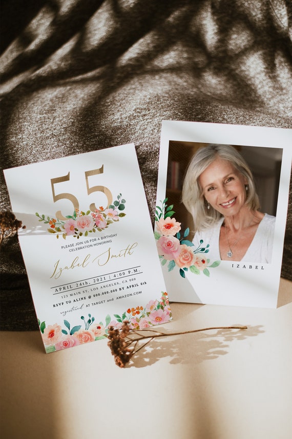 55th Birthday Invitation Elegant 55th Birthday Invitation - Etsy