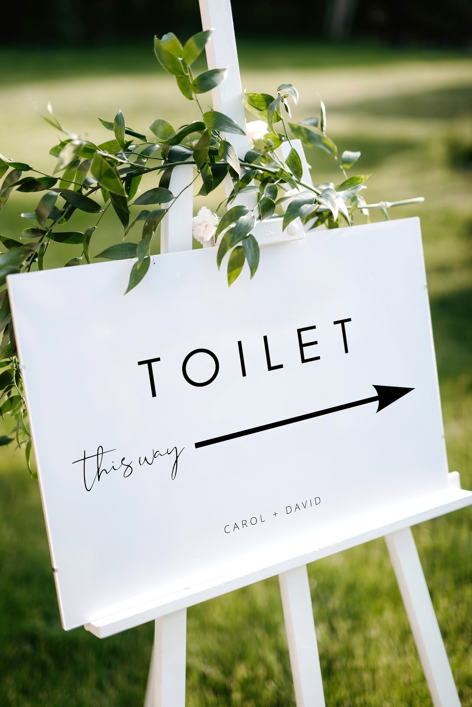 Toilet This Way Sign, Modern Minimalist Wedding Bathroom Signs, Wedding ...