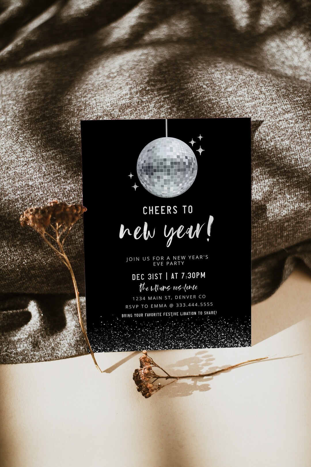 Modern New Year's Eve Party Invitation Template, New Years Eve Evite ...
