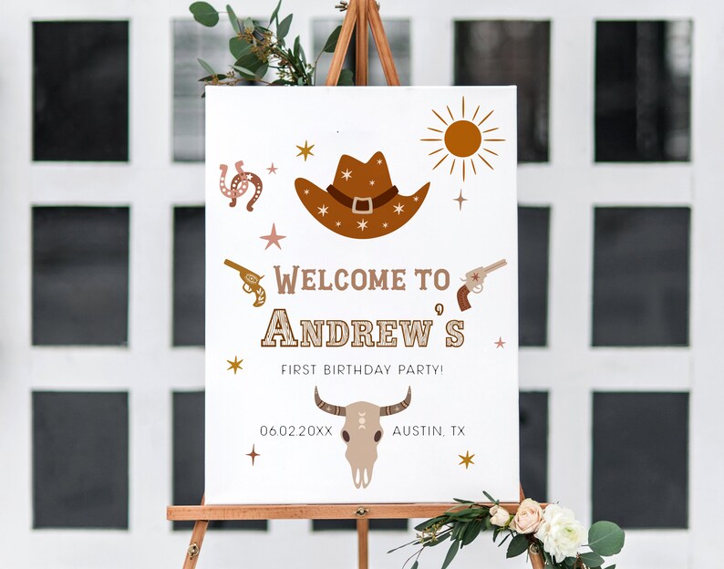 THEO My First Rodeo Birthday Welcome Sign Cowboy Birthday - Etsy