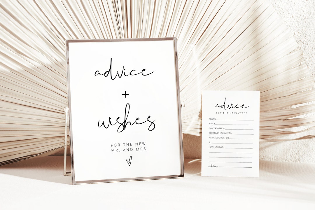 Modern Advice for the Bride and Groom Card Template, Advice Cards ...
