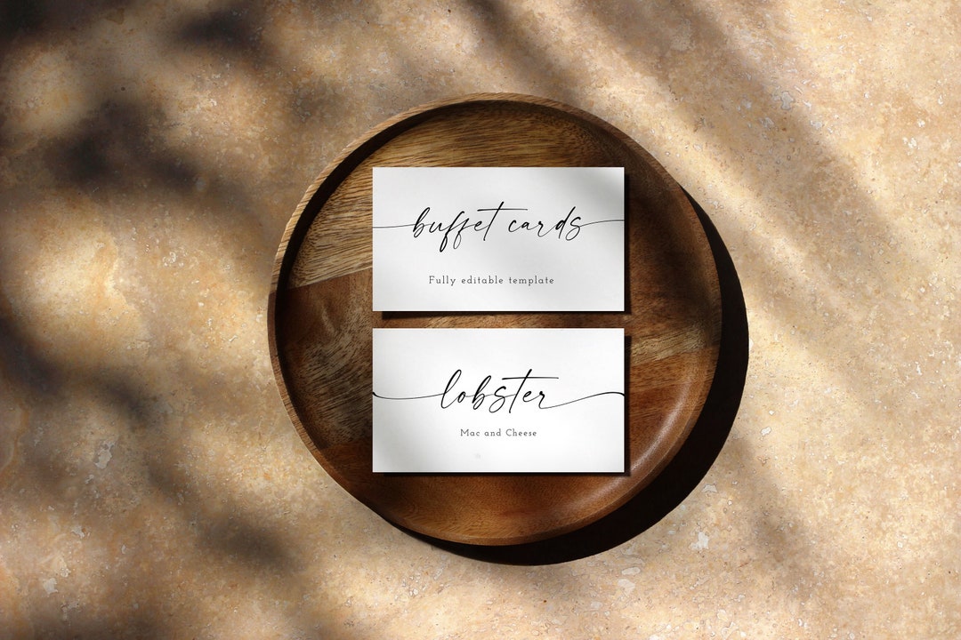 Minimalist Buffet Card Template, Modern Wedding Buffet Cards, Modern ...