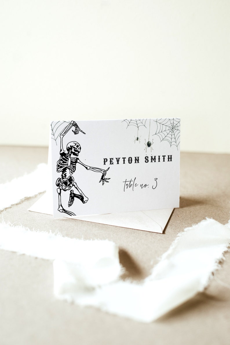 Halloween Place Card Template, Printable Halloween Name Card, Spooky ...