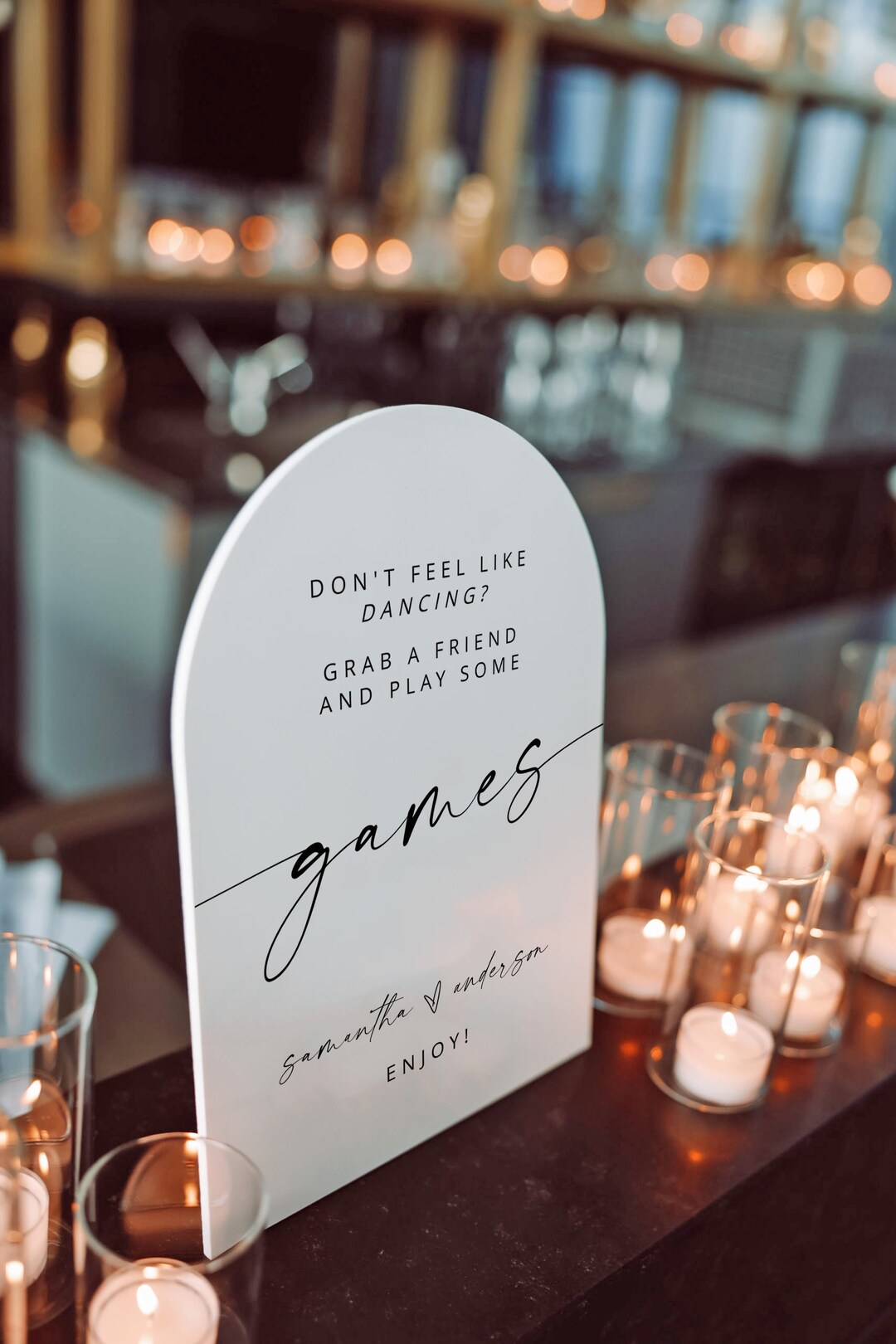 Don't Feel Like Dancing, Play Some Games Sign, Wedding Games Table ...