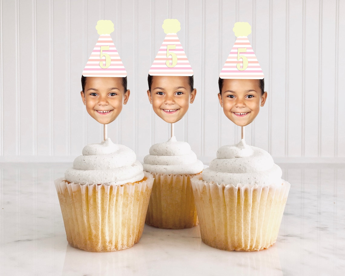 Photo Cupcake Toppers Printable, Kids Cupcake Toppers, Pink Birthday ...