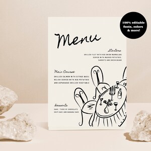 Hand Drawn Menu Template, Menu Dinner Party, Wedding Menu Handwritten ...
