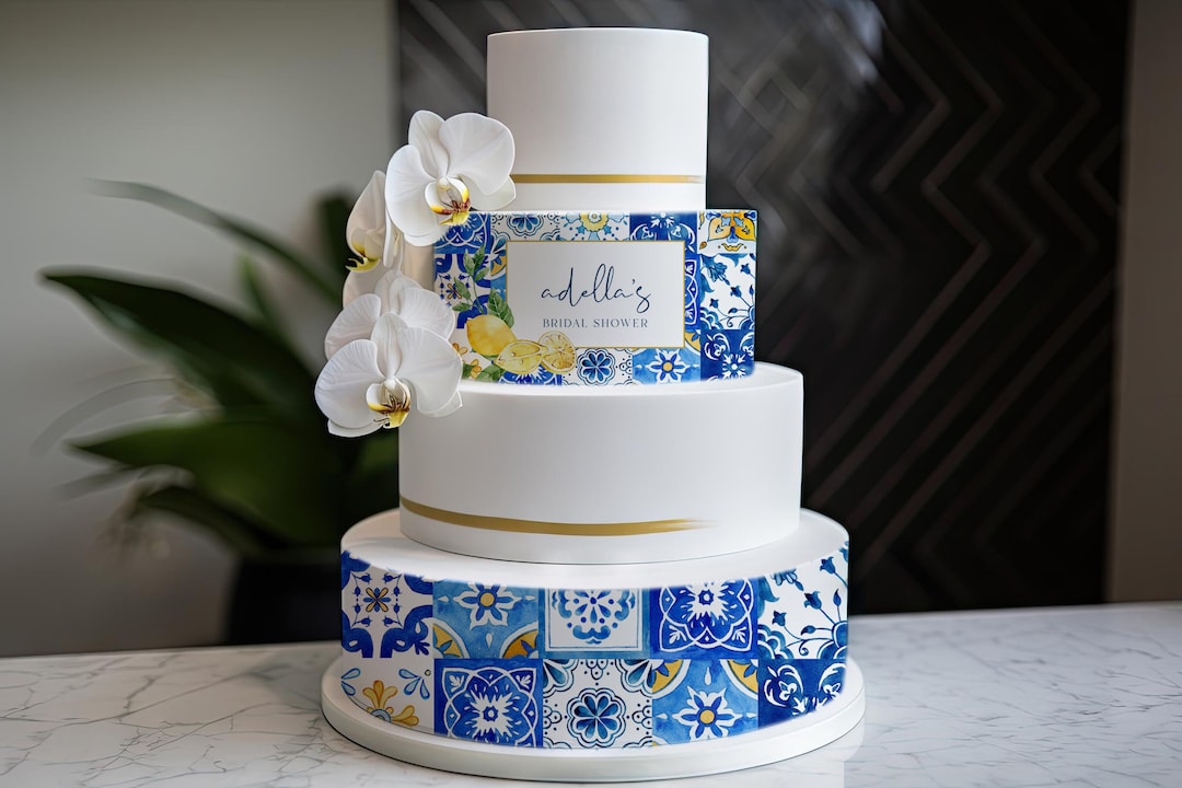 Mediterranean Bridal Shower Decor, Cake Icing Template, Lemon Baby ...