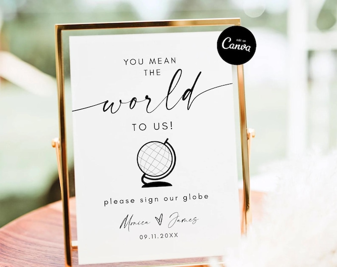 Globe Guest Book Sign, You Mean the World to Us, Wedding Globe ...