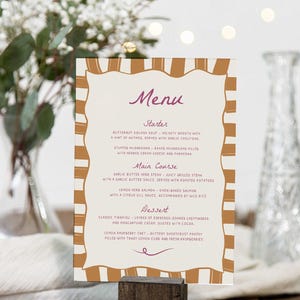 Multicolored Menu Template, Girly Menu Dinner Template, Bridal Shower ...