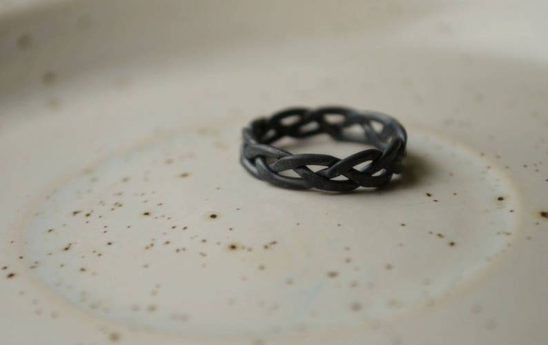 Scandinavian Braid Rings Gothic Black Silver Ring Set Viking | Etsy