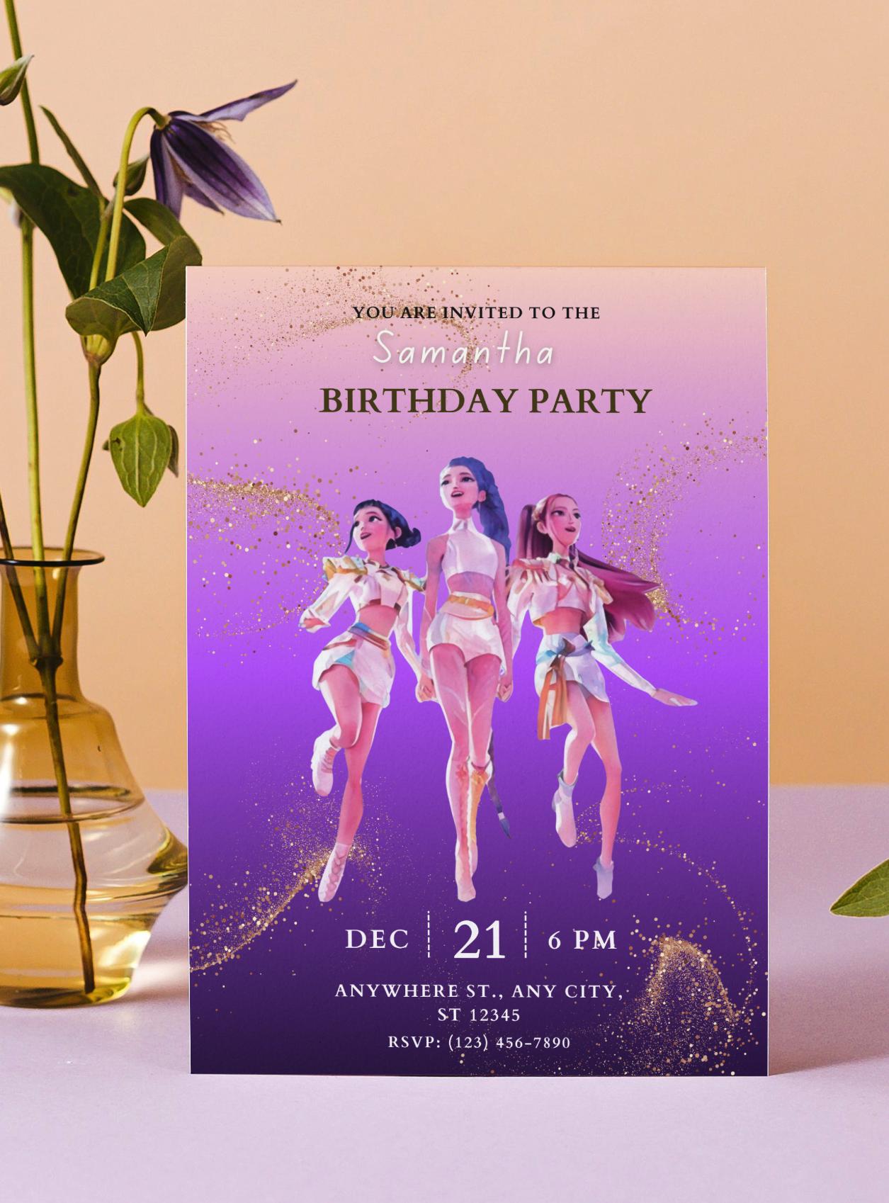 K-pop Idol Stage Birthday Invitation: Editable Canva Template (digital ...