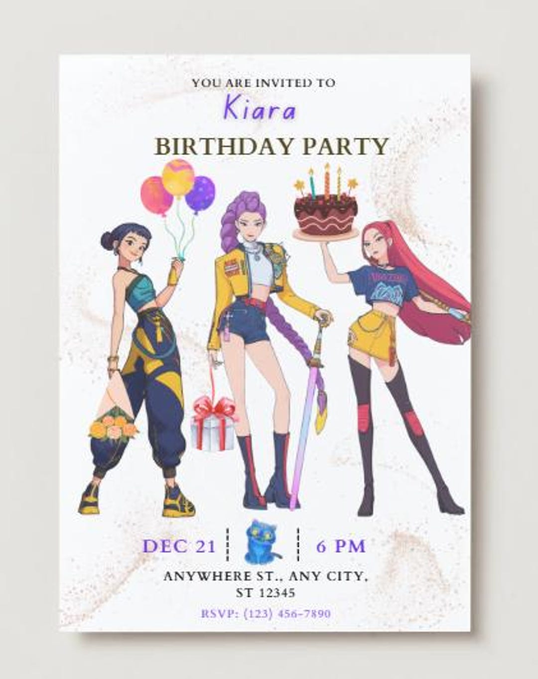 K-pop Huntrex Birthday Invitation: Editable Canva Template (digital ...