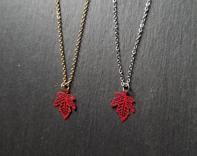 Red Maple Leaf Necklace Red Enameled Sterling Silver Maple Leaf Charm ...
