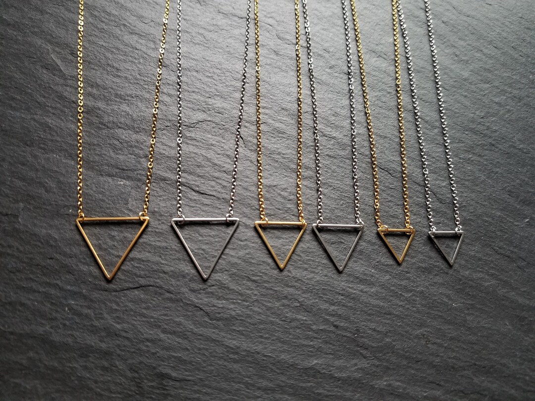 Upside Down Triangle Necklace, Pendant, Chain, Geometric, Jewellery ...