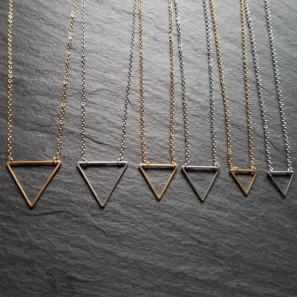 Sterling Upside Down Triangle Necklace - Etsy