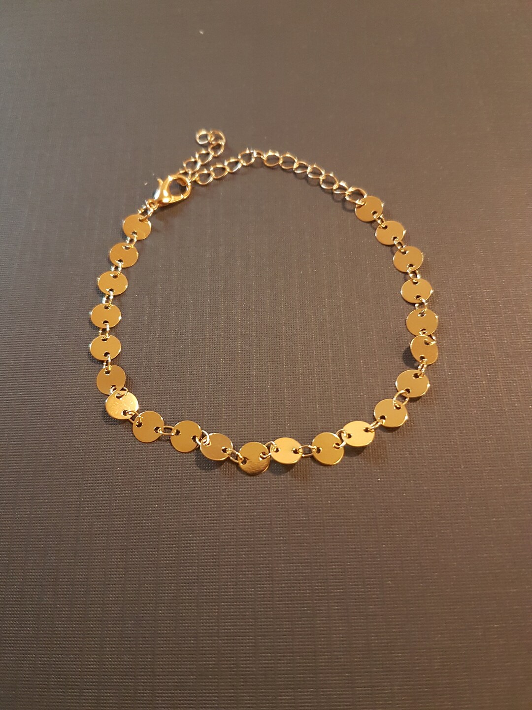 Coin Chain Bracelet , Simple Disc Coin Chain Bracelet , Gold ...