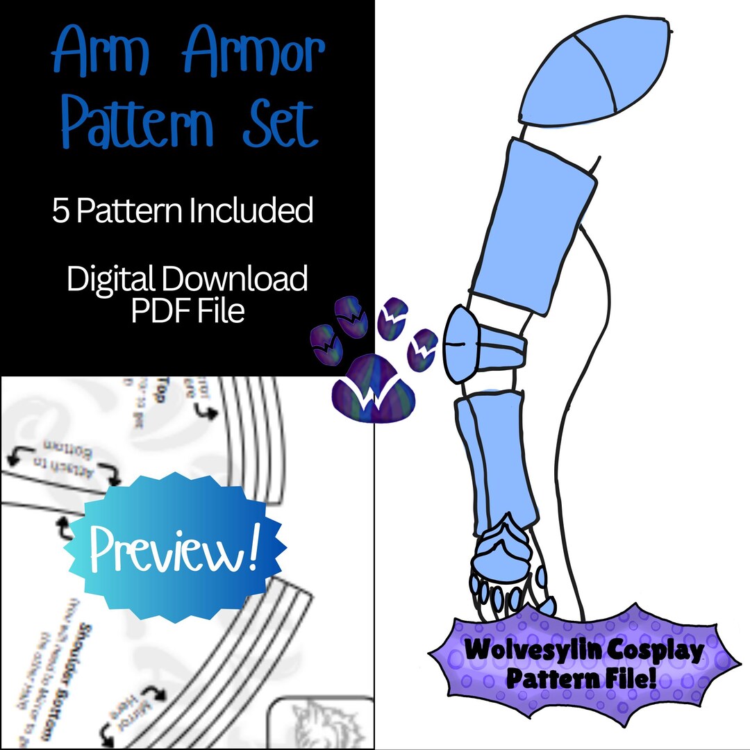 Cosplay Arm Armor Pattern Set - 5 Patterns Included - Designs for Upper ...